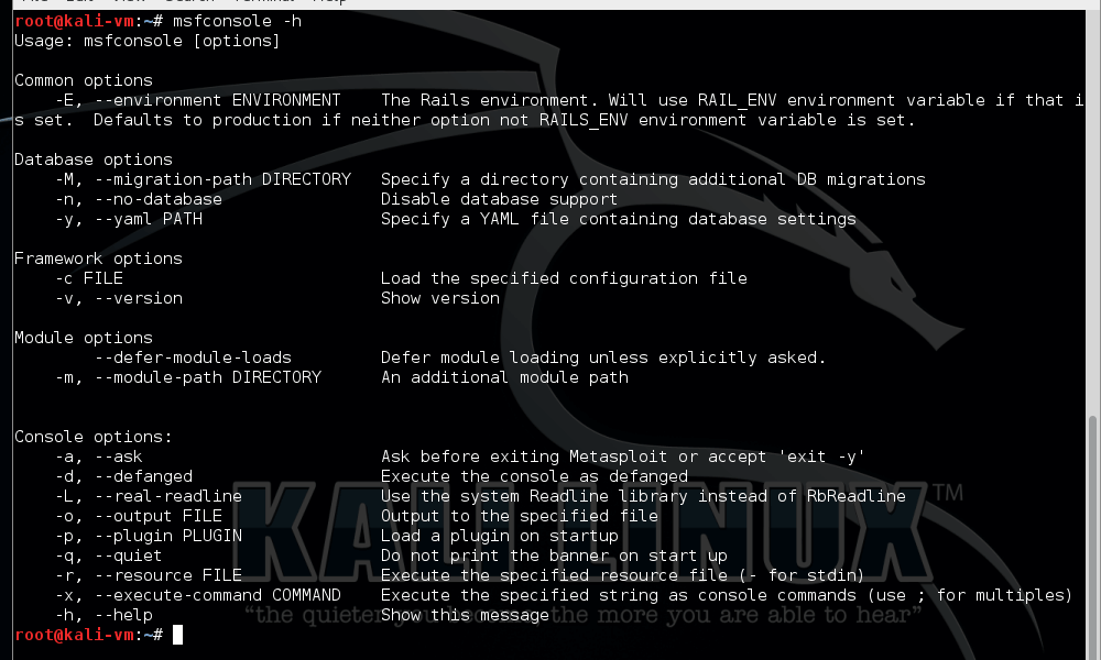 Msfconsole - Metasploit Unleashed